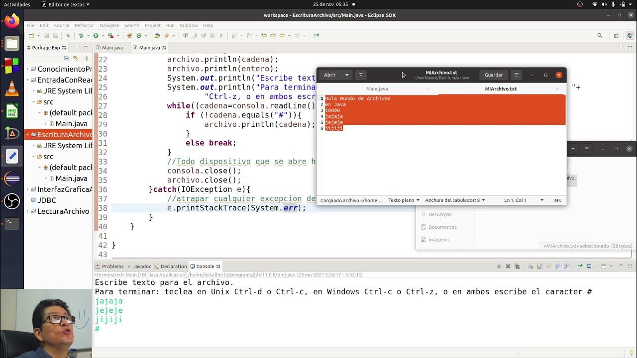 Cómo escribir en un archivo; en Java Estructurado - YouTube