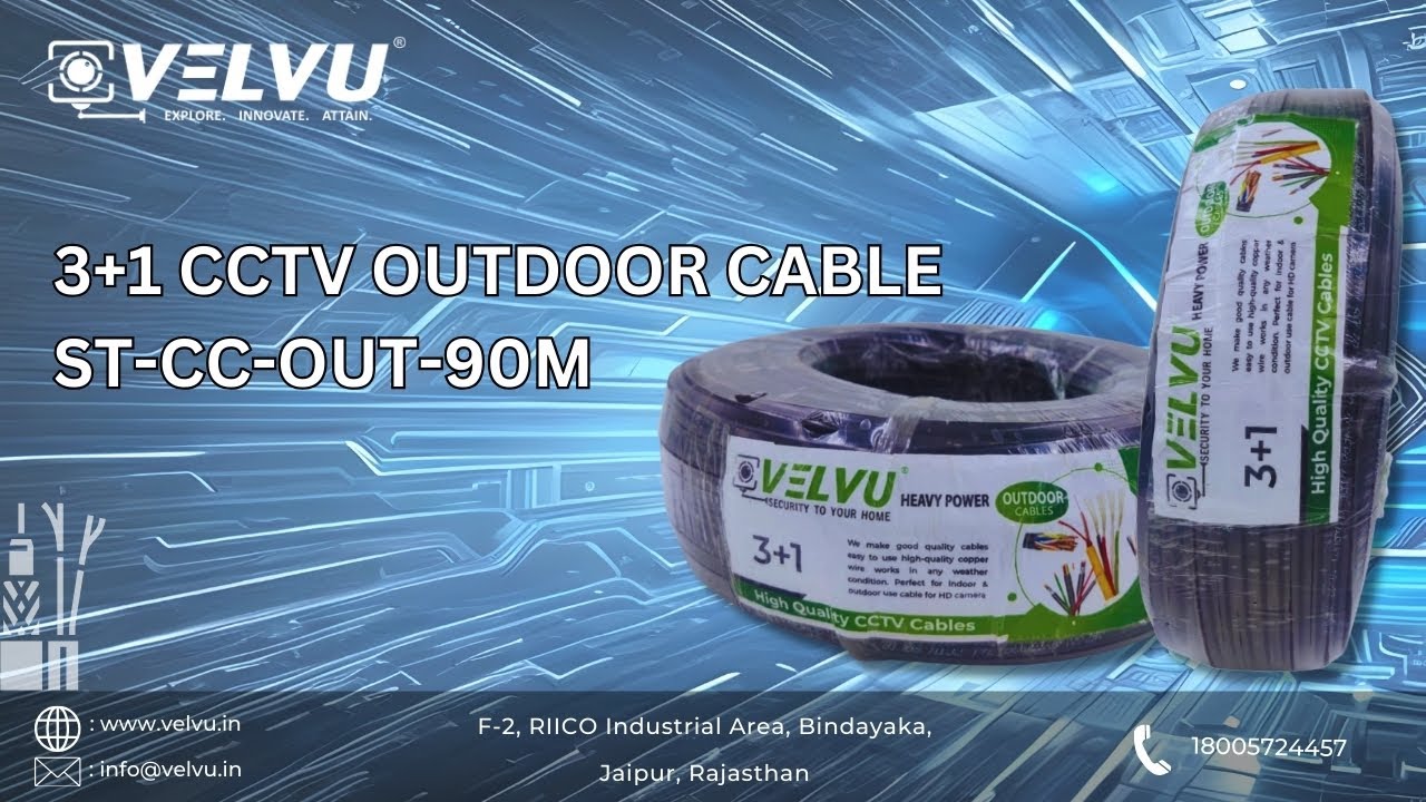 Velvu 3+1 CCTV Outdoor Cable 90m Length, Copper Build ST-CC-OUT-90M ...