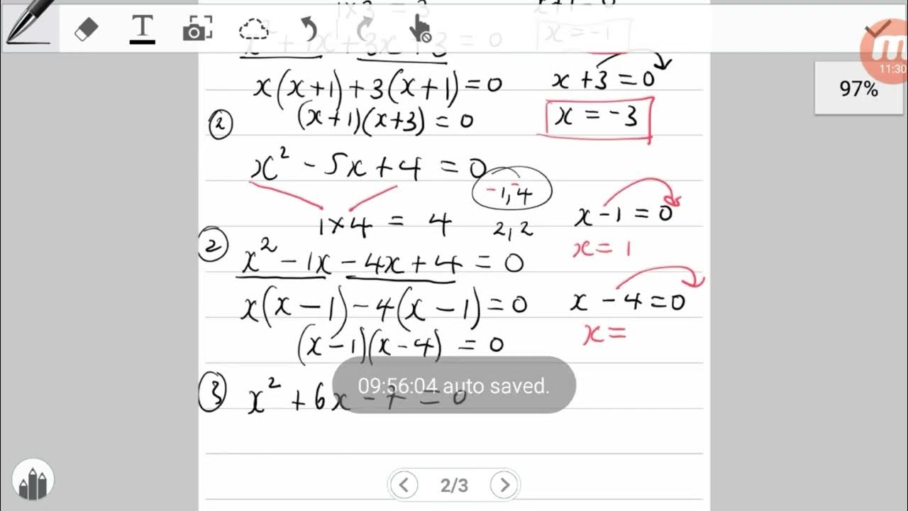 Solving Quadratic equations by the Factoring technique - YouTube