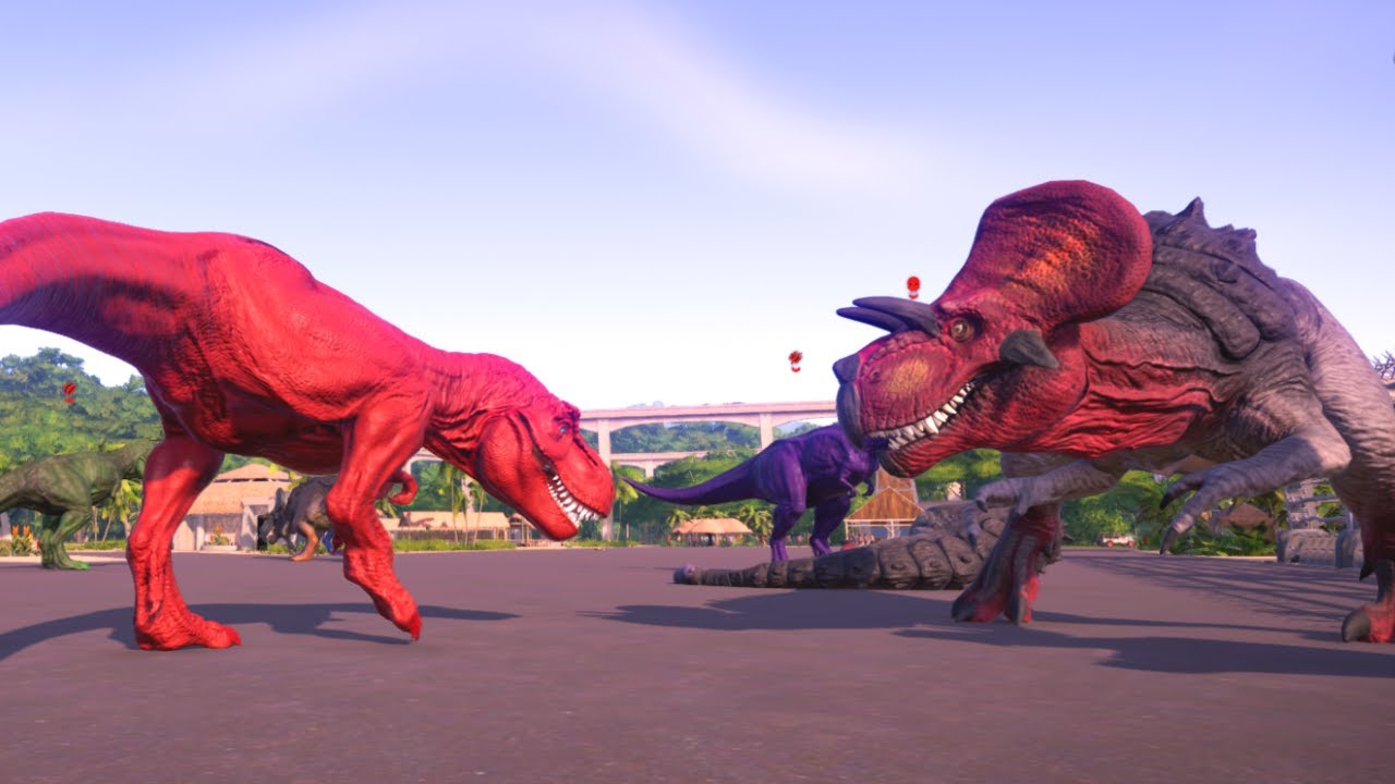 Ultimasaurus vs Team T Rex Breakout & Battle -JURASSIC WORLD EVOLUTION ...