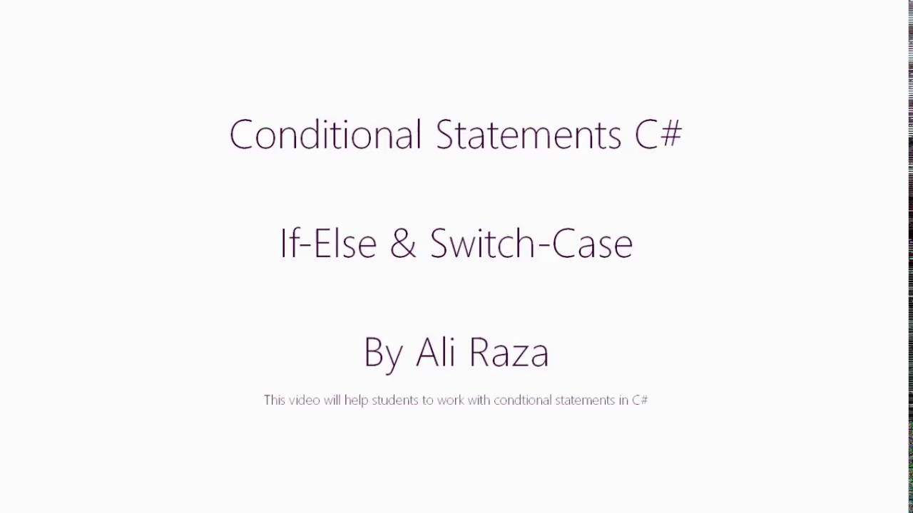 Lecture 4 Conditional Statements C Youtube