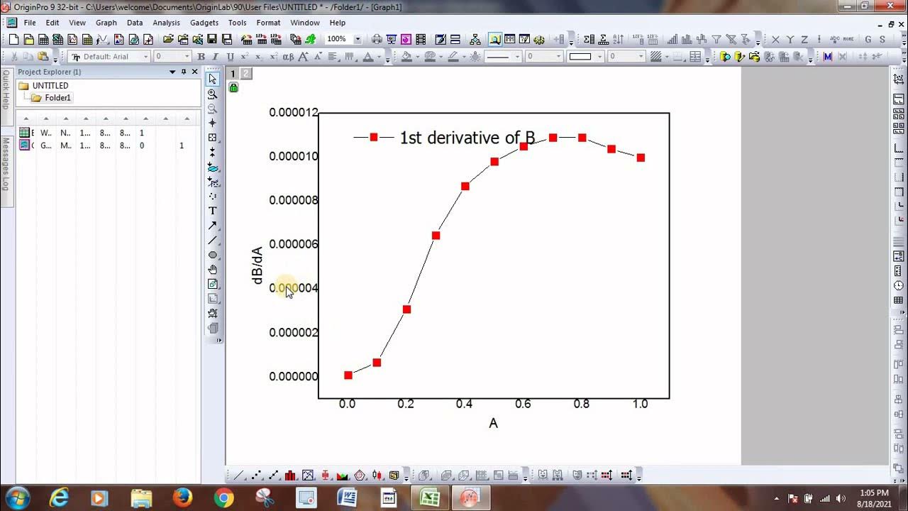 Plotting derivative in Origin - YouTube