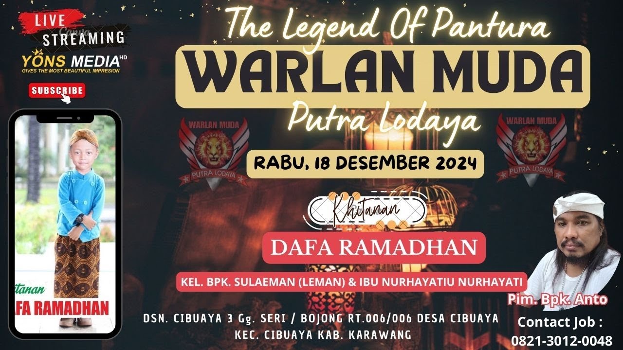 🔴 LIVE. WARLAN MUDA | THE LEGEND OF PANTURA | 19 DESEMBER 2024 CIBUAYA ...