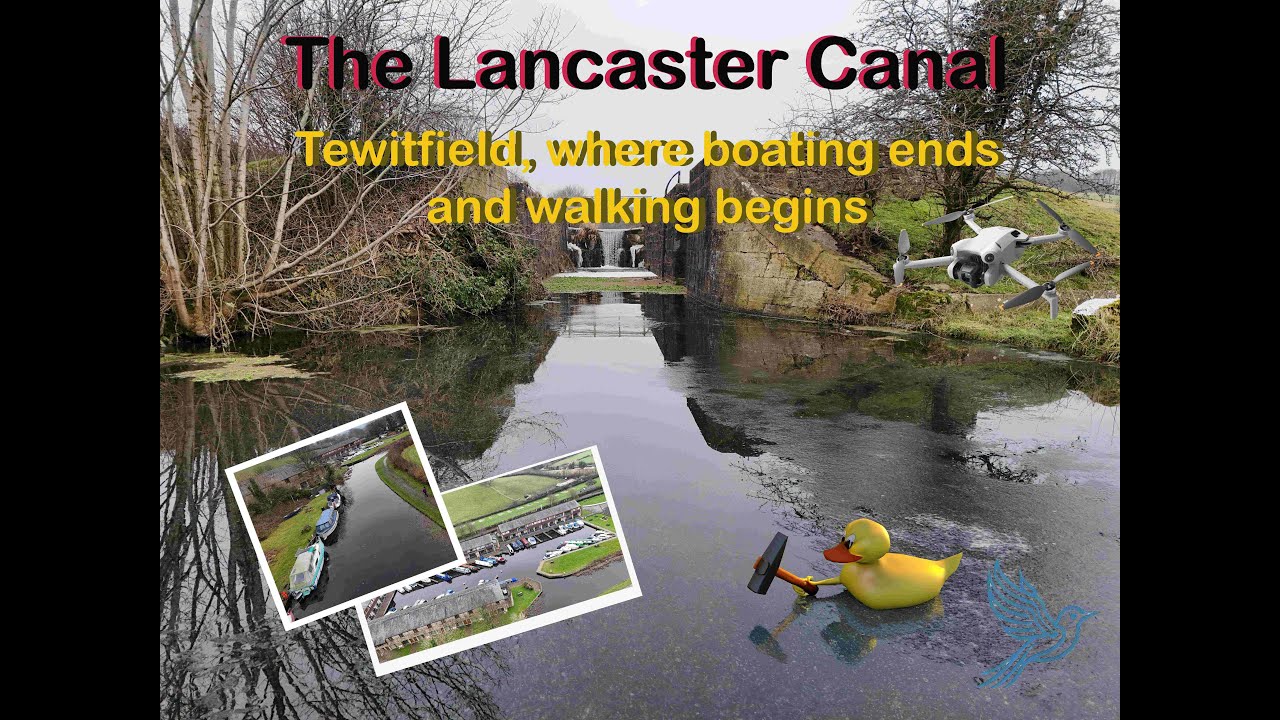 A drone flight over the end of The Lancaster Canal, Tewitfield and its ...