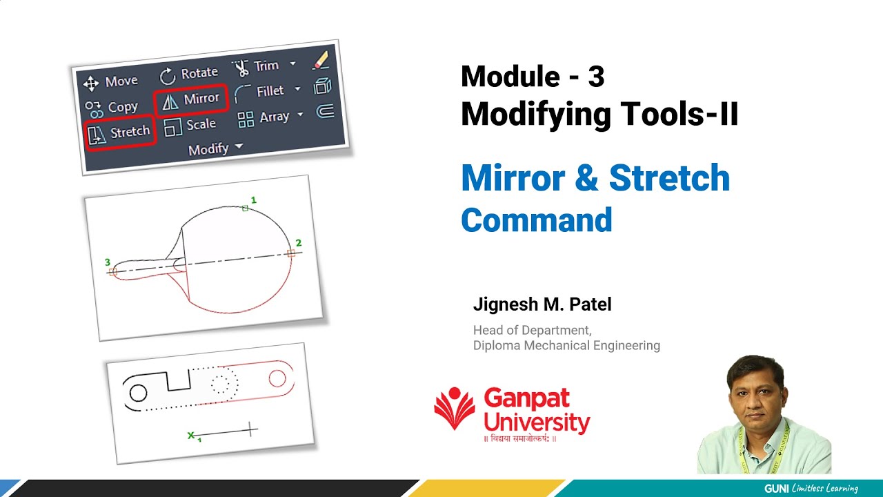 Module-3 | Modifying Tools - II | Mirror & Stretch command - YouTube