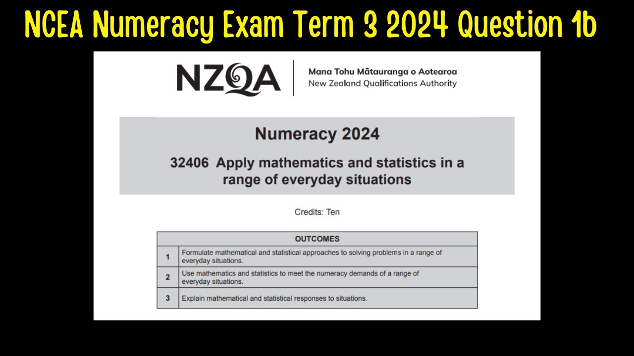 NCEA Numeracy Assessment Term 3 2024 Question 1b - YouTube