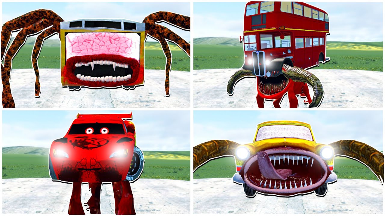 ALL NEW FORMS BUS EATER, CAR EATER, INFECTED ROAD, NIGHTMARE MCQUEEN in ...