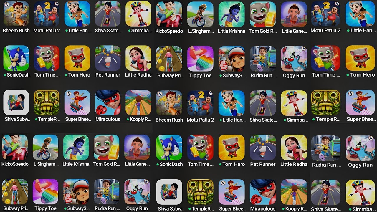 kooply run, tippy toe 3D,little singham,little krishna,Kicko, motupatlu ...