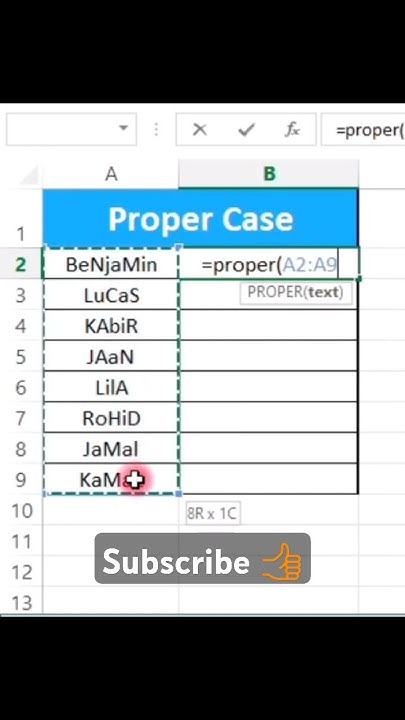 Proper case in excel #shorts #easy #learning #tutorial #like #list # ...