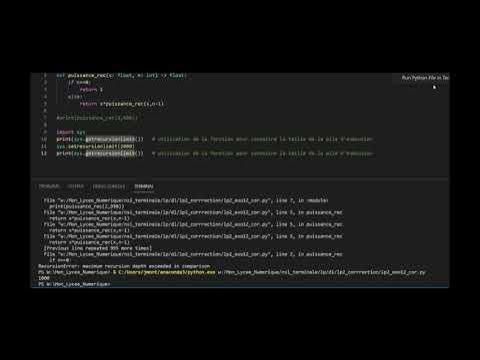 modifiaction de la taille de la pile de récursivité en langage Python ...