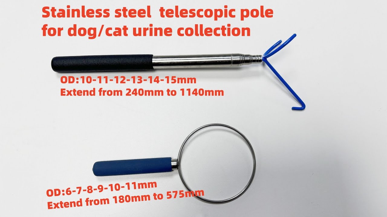Stainless steel telescopic pole for dogs/cats urine collection - YouTube