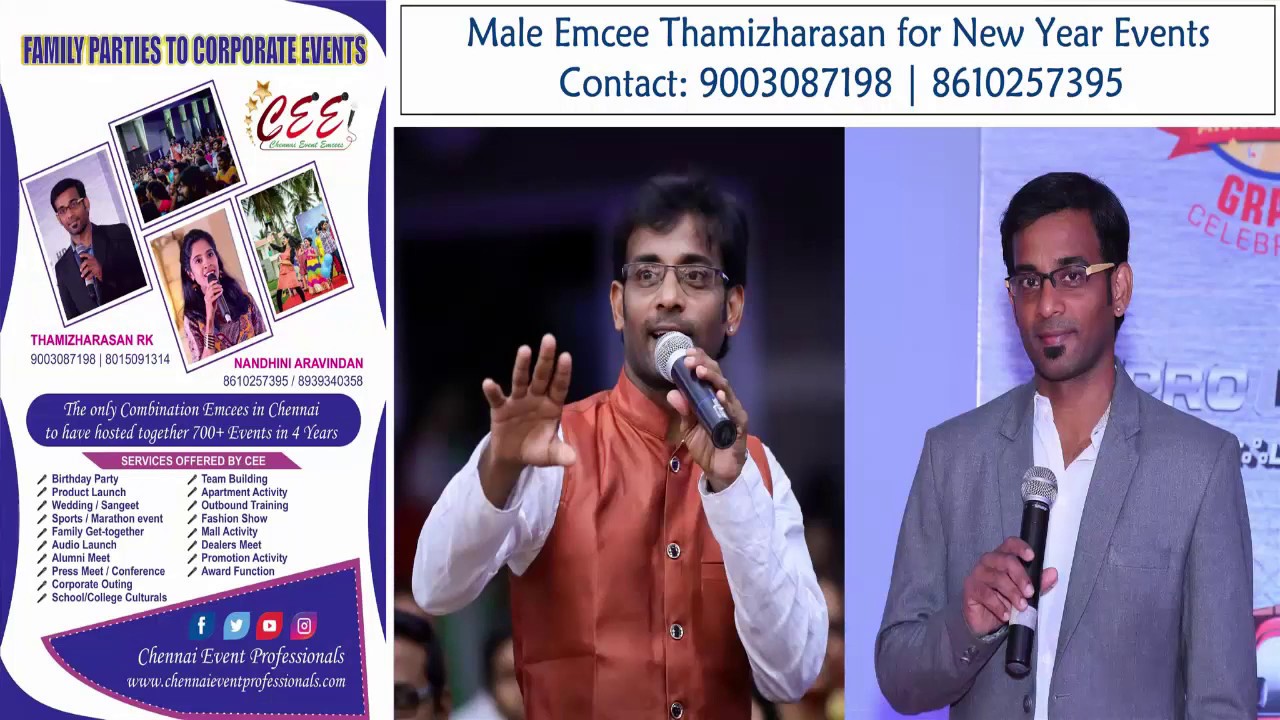 CEE Male Emcee Thamizharasan Events showreel video Contact 8610257395 ...