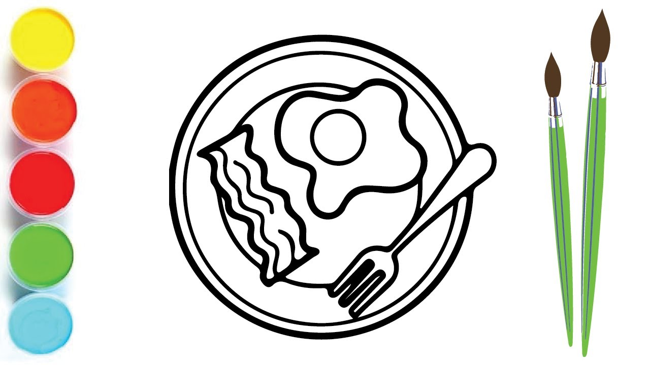 How to draw omelet and Spoon | Drawing, painting for kids and toddlers ...