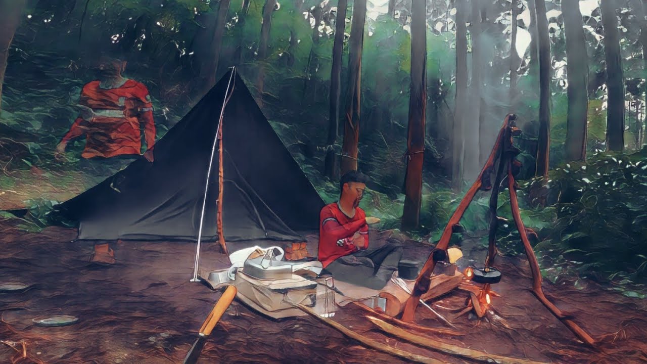 Relaxing SOLO camping｜Mac gose Bushcraft in the Japanese forest - YouTube