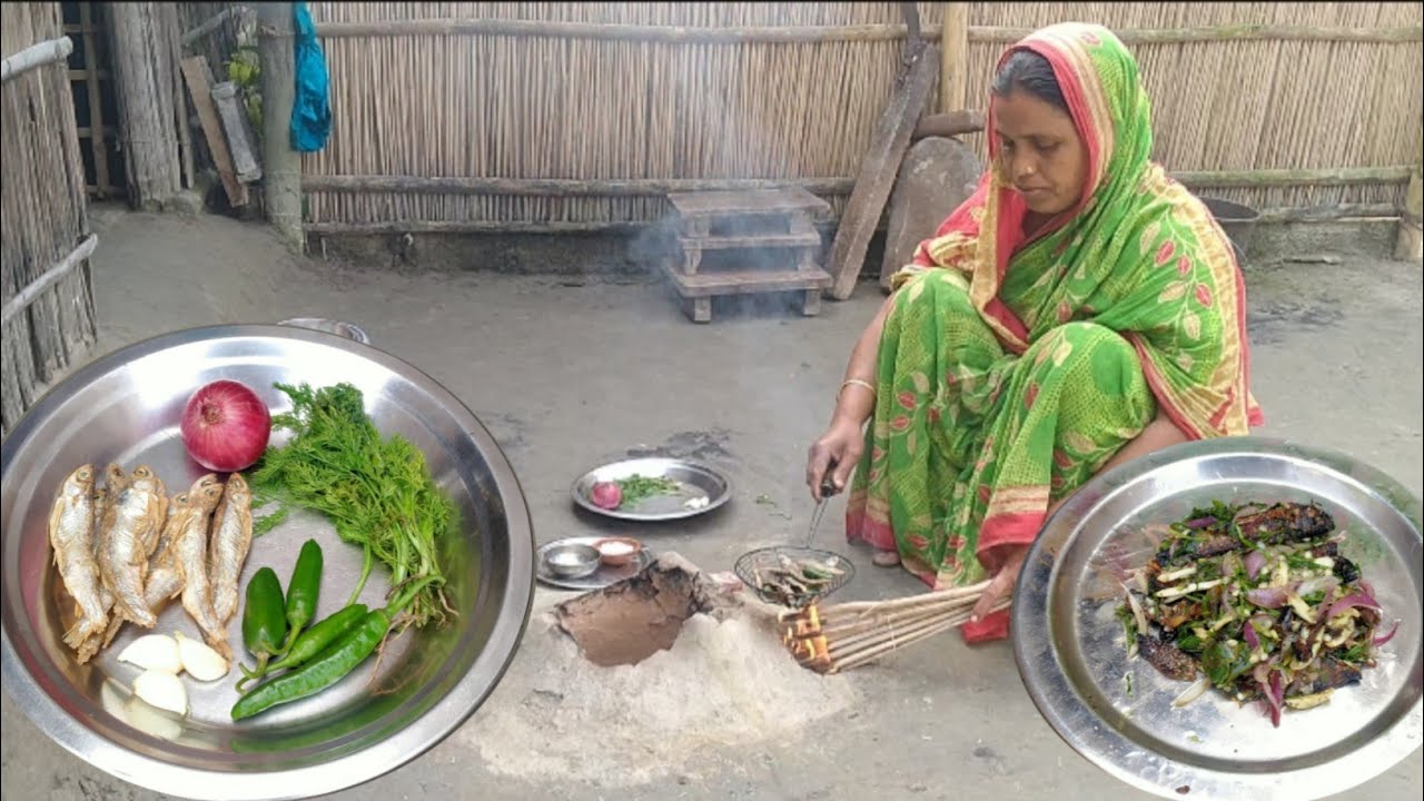 শীতের সকালে বাঘা চেলা মাছের শুঁটকি আগুনে পুড়ে জলময় ভর্তা বানালাম| 😳 ...