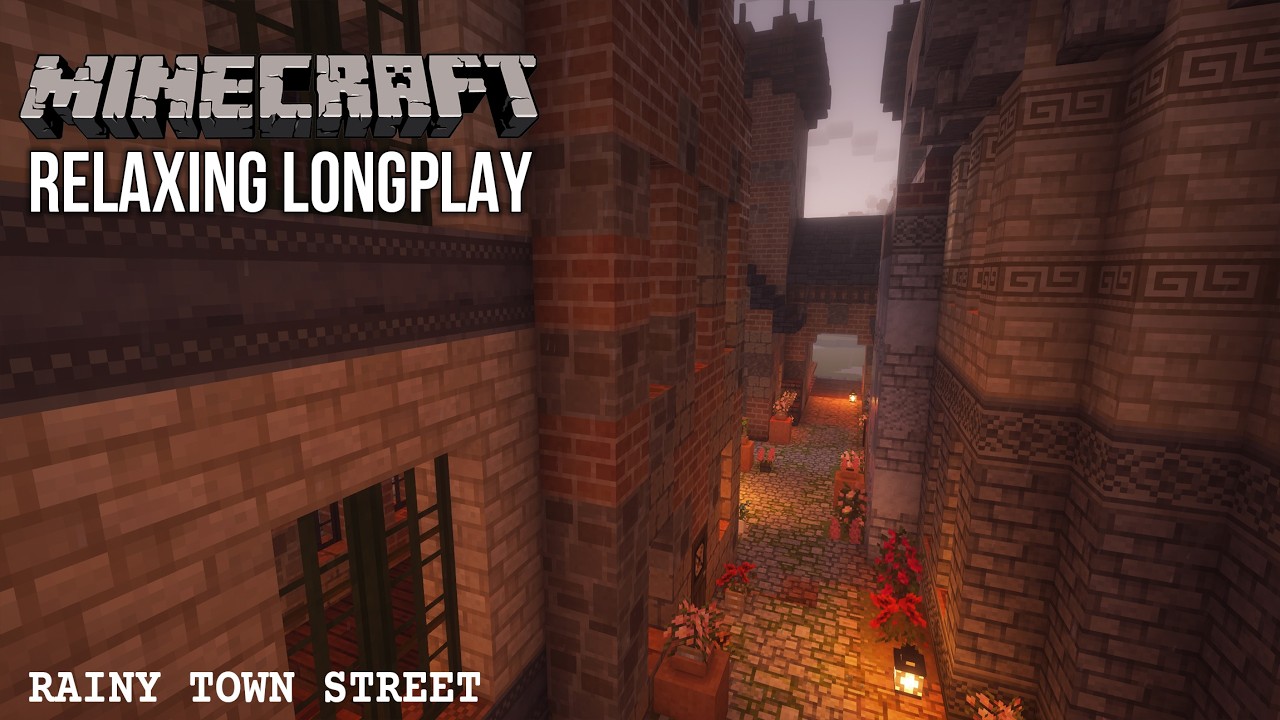 Cozy rainfall - Building a rustic town street – Minecraft Relaxing ...