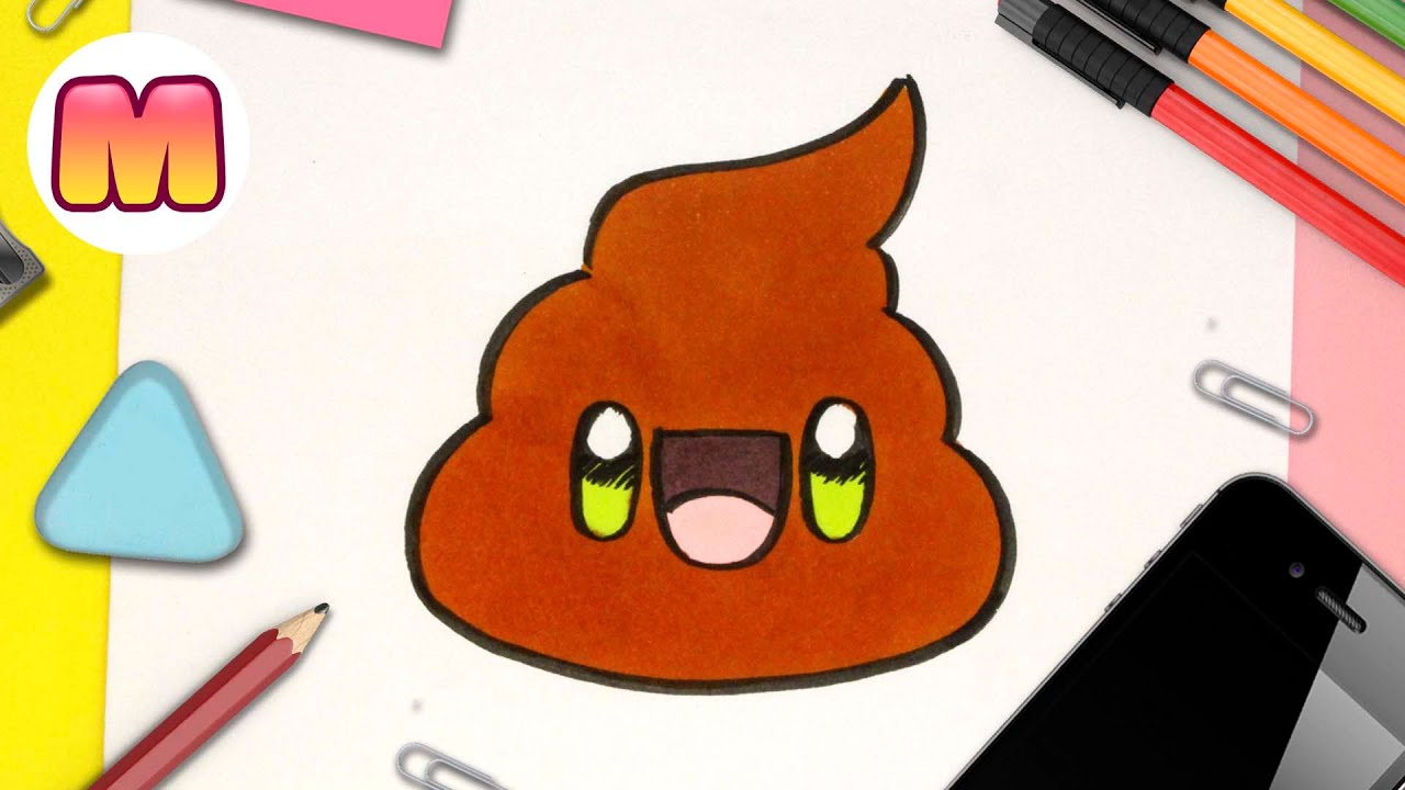 COMO DIBUJAR EMOJI DE CACA KAWAII - dibujos faciles kawaii - aprende a ...