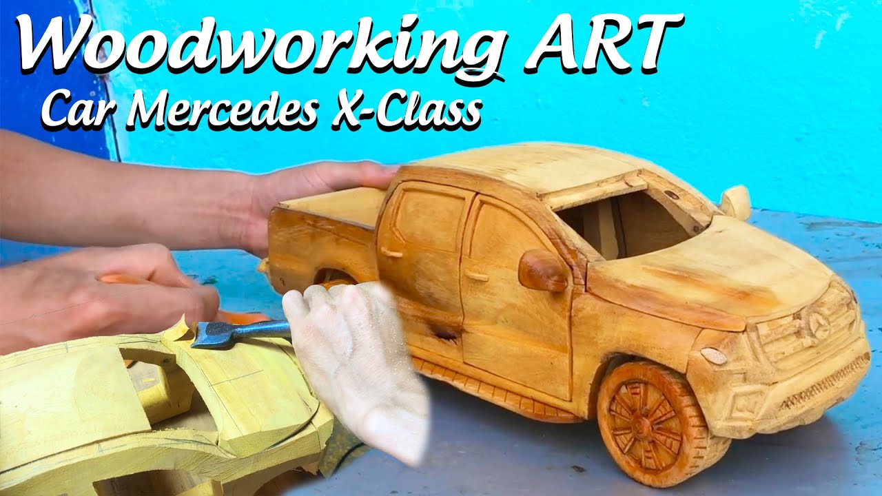 World Wood Carving - Wood carvings of a car Mercedes X-Class pickup ...