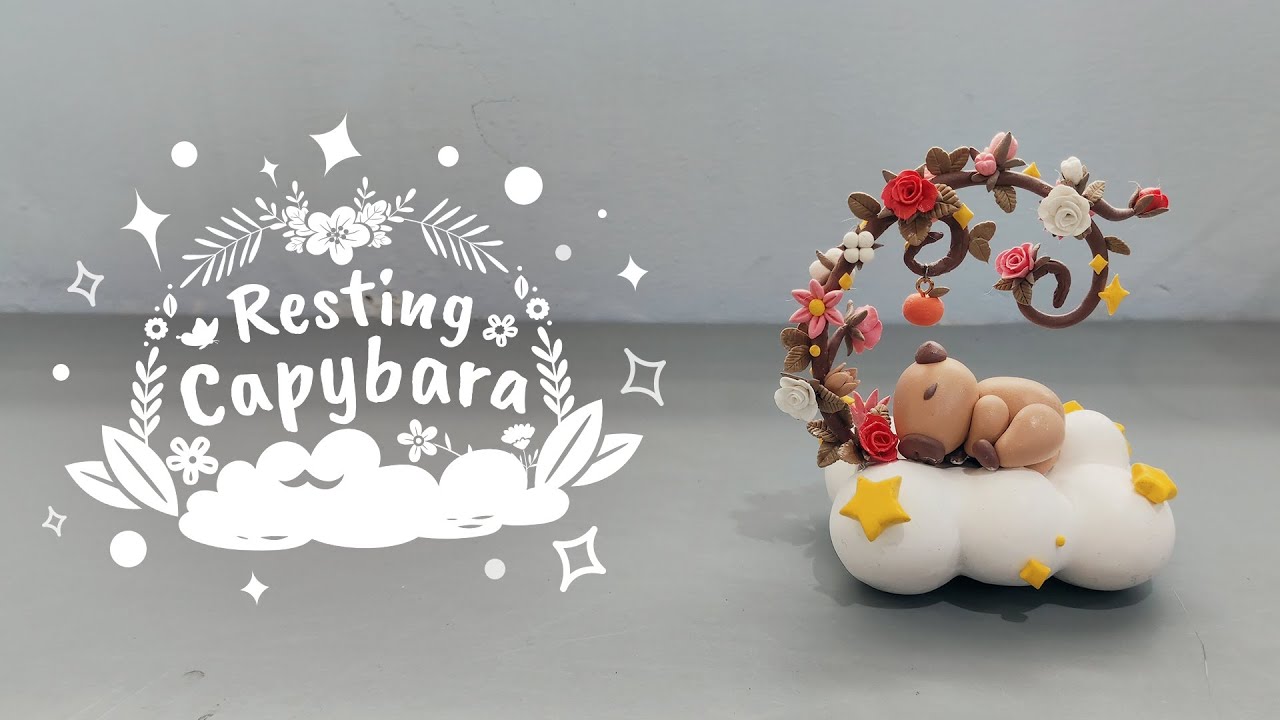 Resting Capybara | Capybara Clay Sculpture - Clay Art Rose Wreath ...