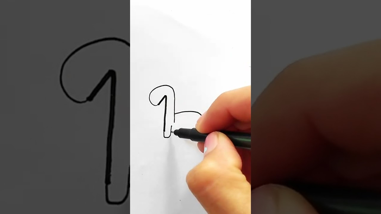 Draw the number 1 as a simple giraffe. 🦒1 - YouTube