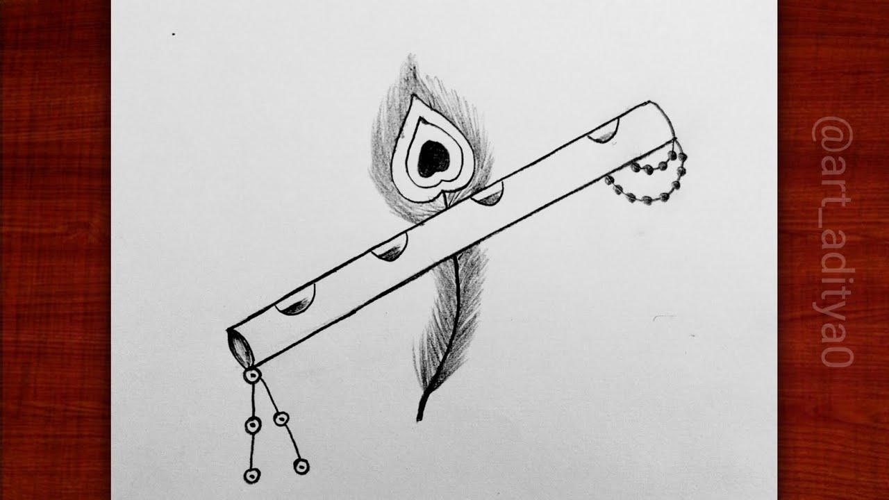 Beautiful Krishna Flute Drawing | Bansuri Drawing Easy | @art_aditya0 ...