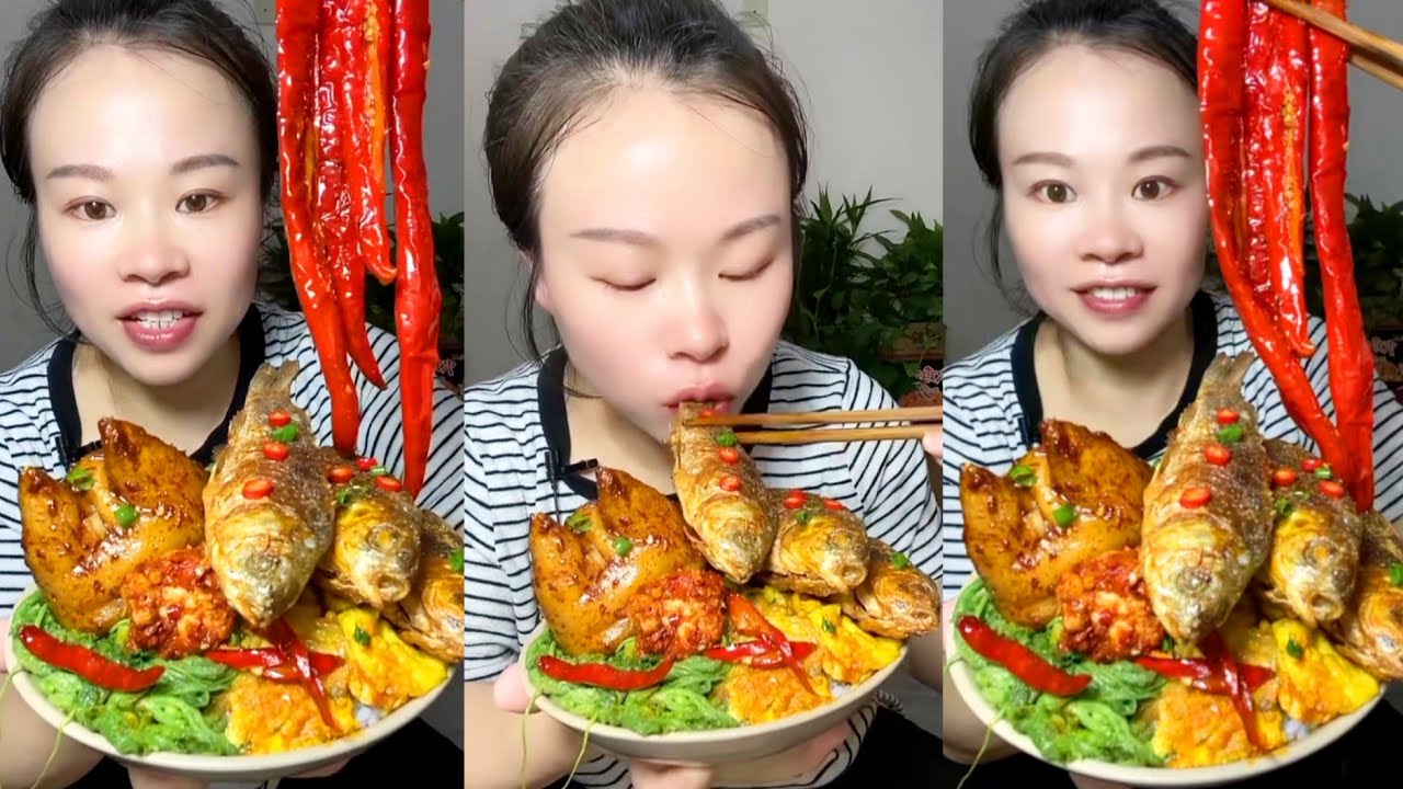 Susu Yummy Food Mukbang, Eating Braised Fish With Chili And Vegetables ...