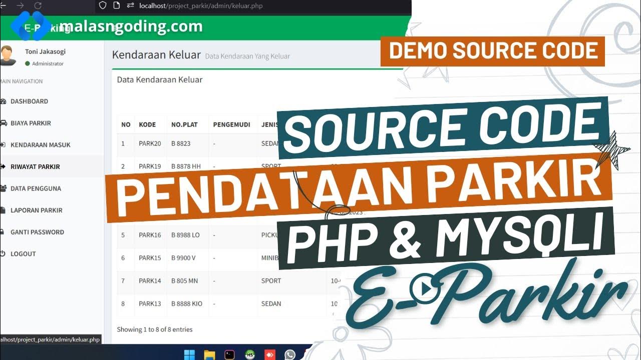 DEMO APLIKASI PENDATAAN PARKIR DENGAN PHP DAN MYSQLI - YouTube