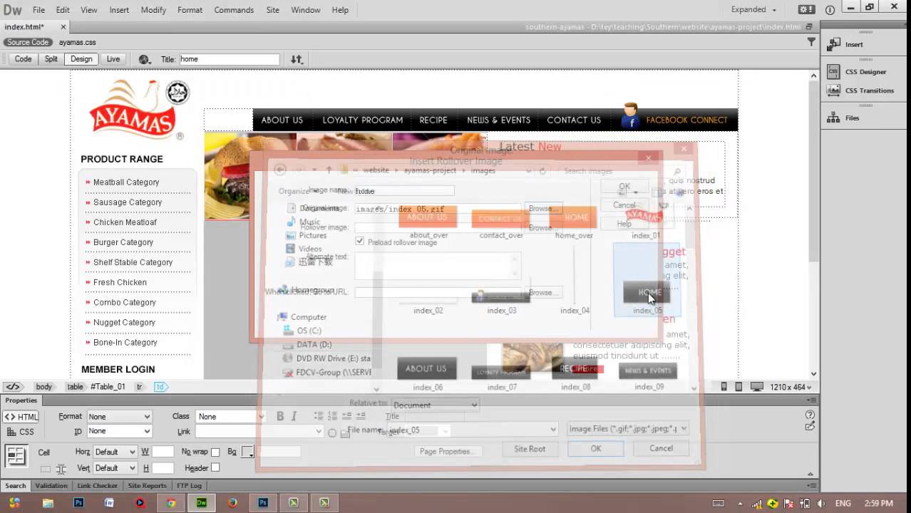 Create rollover effect in Dreamweaver - YouTube