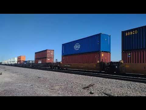 WB BNSF Domestic Intermodal/Spine Cars Train Feat Duo NS Leading In Daggett Ca! # ...