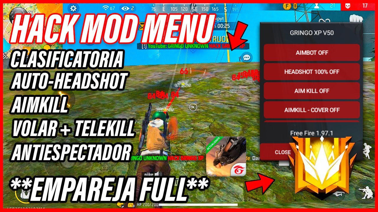 🔥 NUEVO HACK MOD MENU FREE FIRE GRATIS CLASIFICATORIA AUTO-HEADSHOT ...