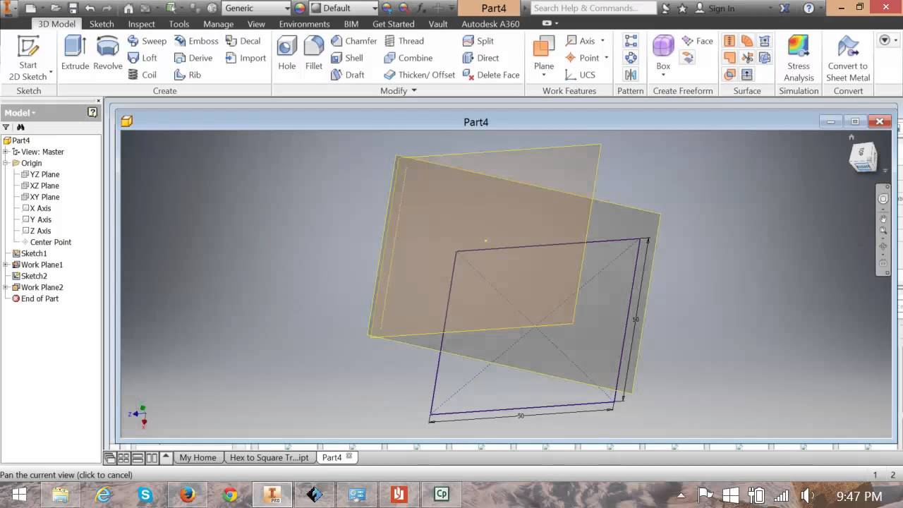 Transition shapes in Inventor 2016 - YouTube
