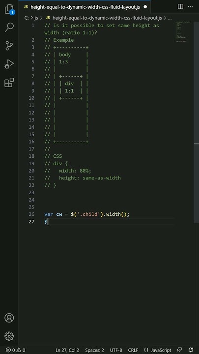 Javascript Height Equal To Dynamic Width Css Fluid Layout Youtube