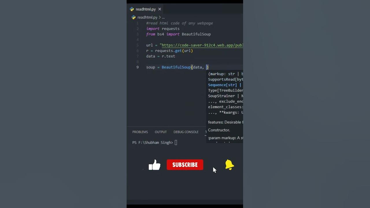 #short trick to read HTML code of a web page using python #shorts #developers - YouTube