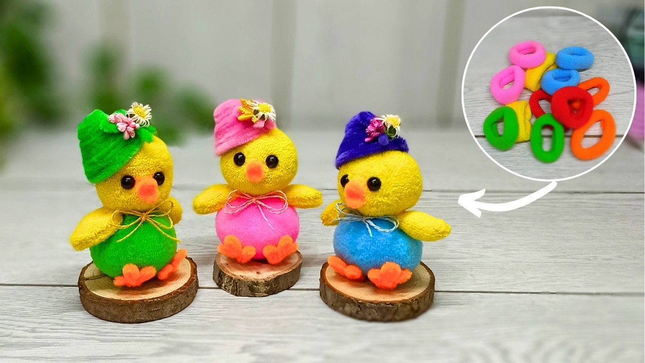 The Very Cute and Easy Chick 🐥Made from Hair Rubber Bands Chick🎀 Try it ...