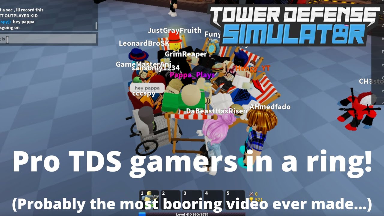 TDS Pro players in a Recliner circle discussion Roblox Tower Defense ...