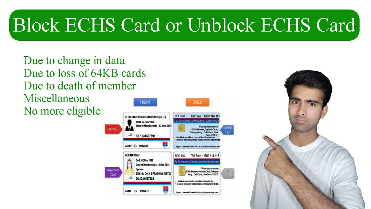 Block or Unblock ECHS Card, change in data, loss, death, Miscellaneous ...
