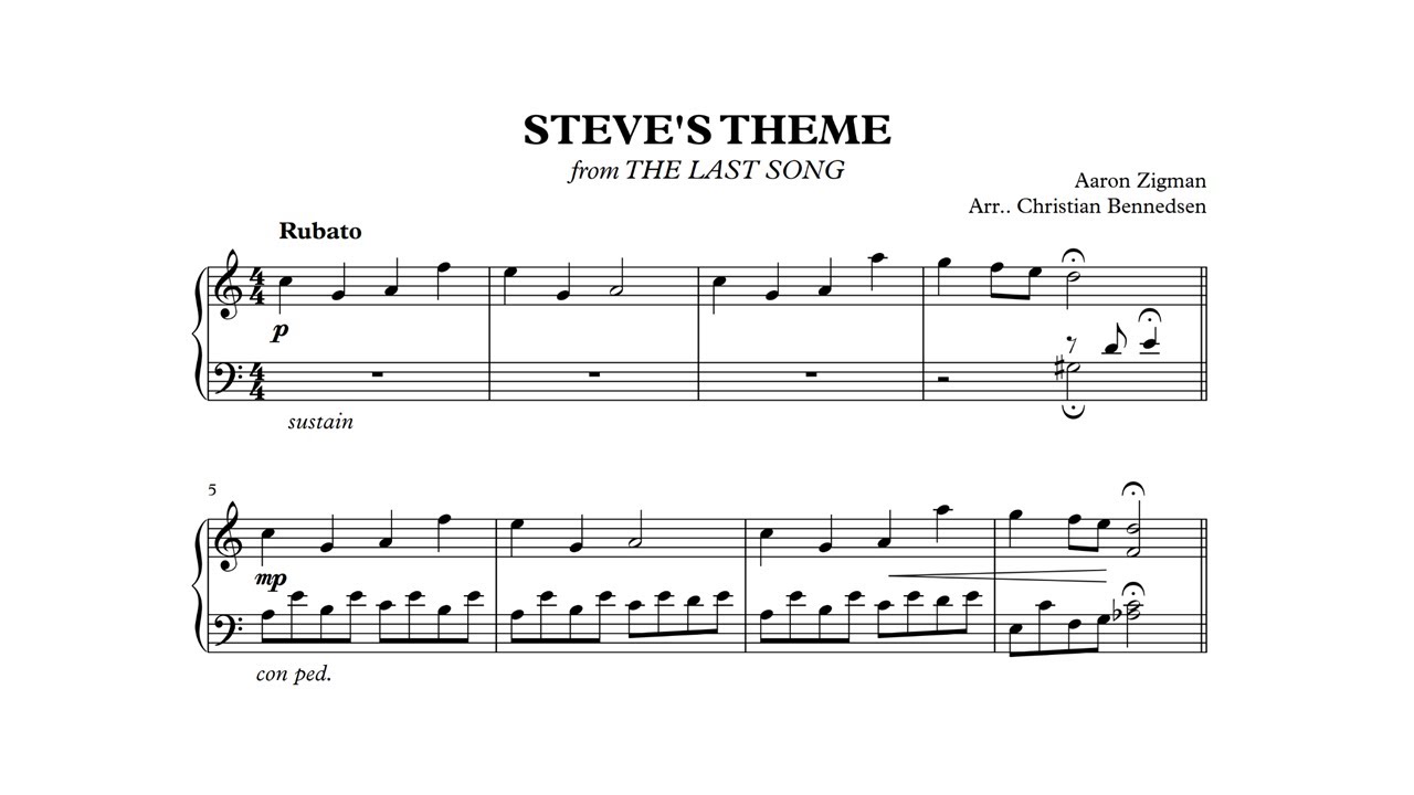 Steve's Theme from The Last Song - Piano - YouTube