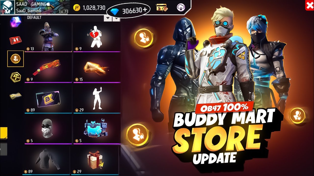 Ob 47 Buddy Mart Store Update Free Fire 💥| Ob 47 Update Top Changes ...