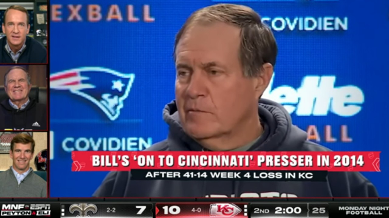 Bill Belichick explains the 'Onto Cincinnati' press conference 😄 ...