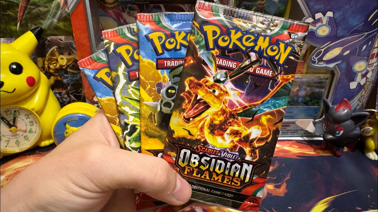 Opening 4 Obsidian flames booster packs! - YouTube