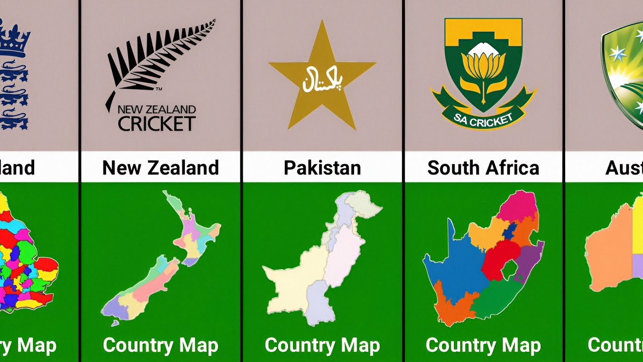 International Cricket Teams with their Country Map - YouTube