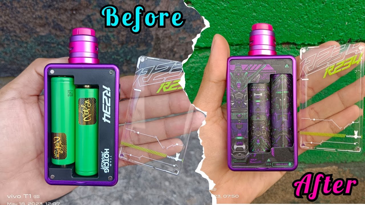 Pasang Stiker Garskin di Mod Hotcig R234 Cyber Purple x RDA Nitrous ...