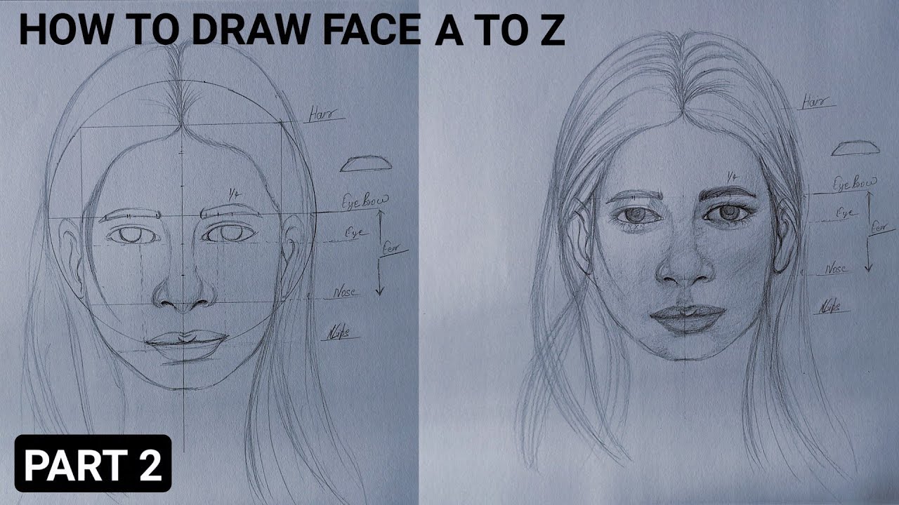 HOW TO DRAW FACE A TO Z FOR BEGINNERS ! step by step basic #drawing#art ...