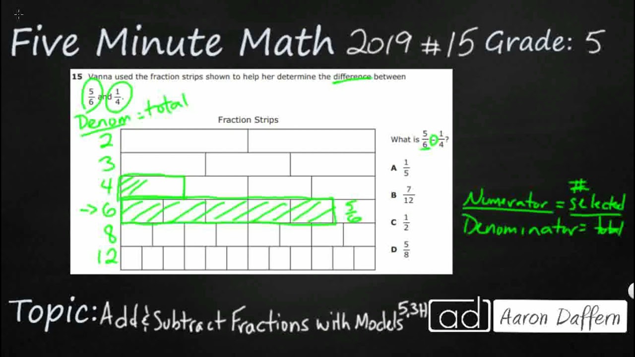 5th Grade STAAR Practice Add and Subtract Fractions with Models (5.3H ...