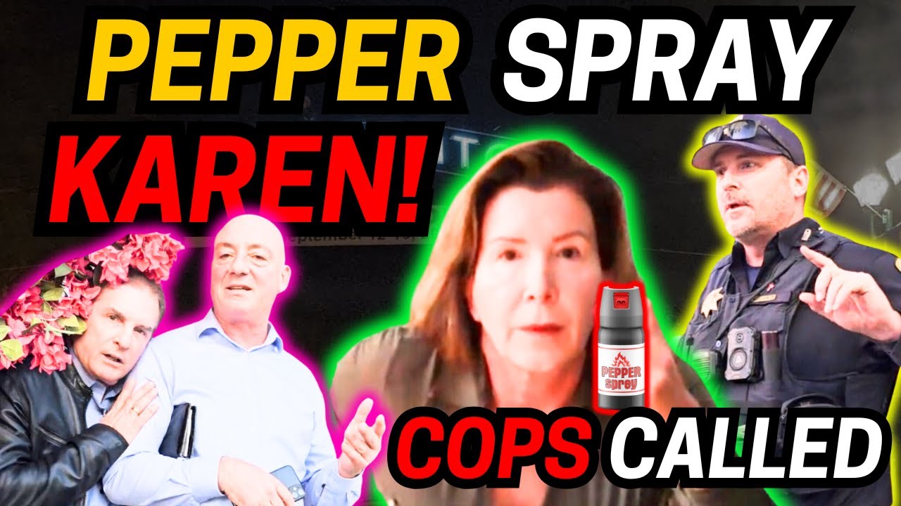 Pepper Spray Karen! Cops Called! 1st Amendment Audit. Pleasanton, CA - YouTube