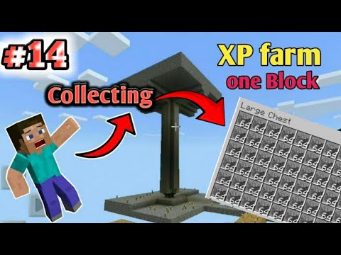 Collecting Cobblestone For XP Farm😲In Minecraft One Block Survival #14 ...