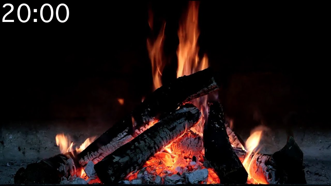 20 MINUTE TIMER: NO MUSIC with ALARM | CALMING CAMPFIRE - YouTube