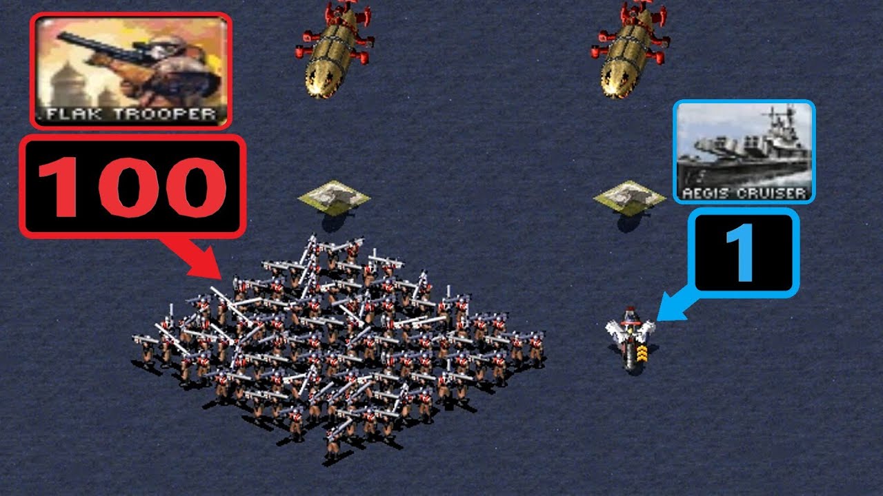 100 Flak Troopers vs 1 ELITE Aegis - Red Alert 2 - YouTube