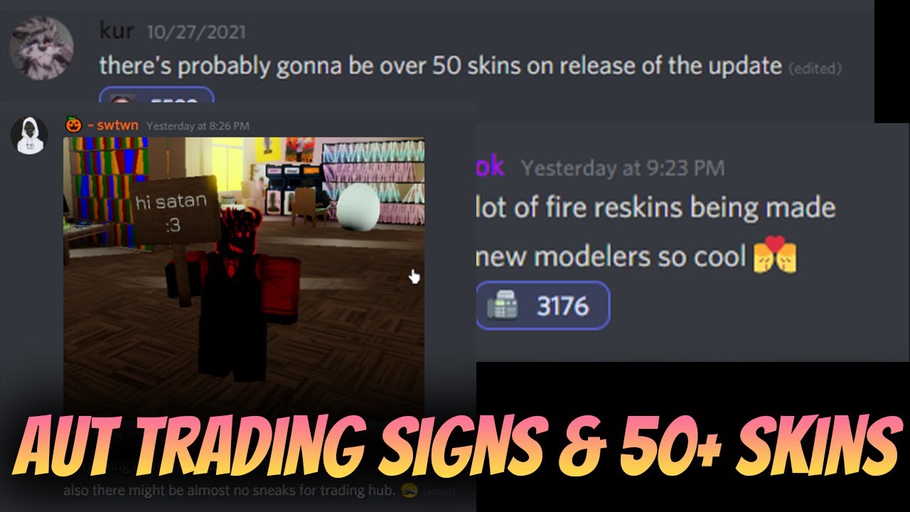 AUT: TRADING SIGNS, 50+ SKINS & ROBLOX DOWN :( - YouTube