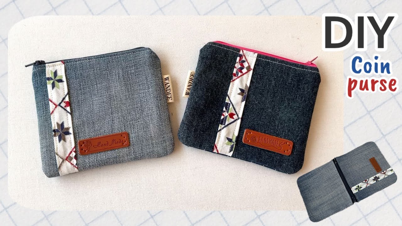 how to make small denim coins purse tutorial ,diy coin purse ideas from ...